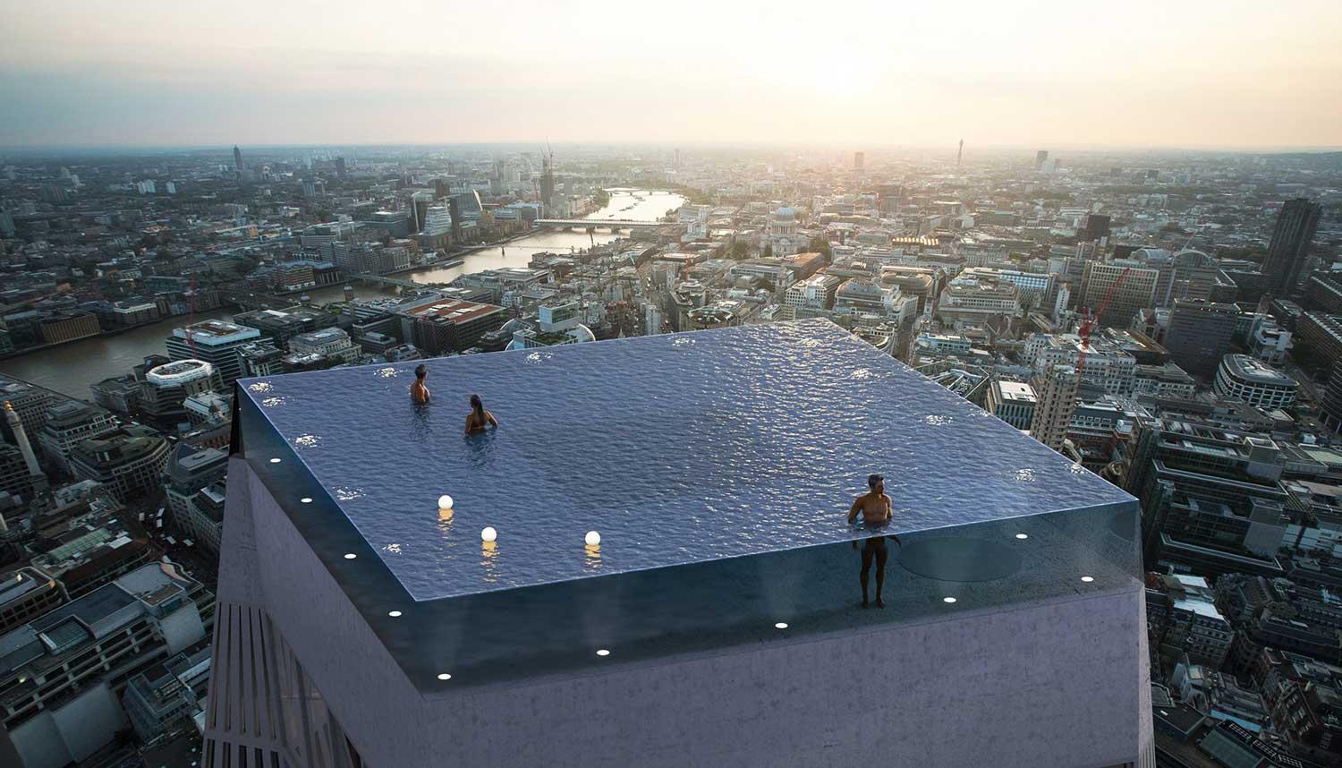 Rooftop infinity pool heeft 360 graden uitzicht op Londen - JFK