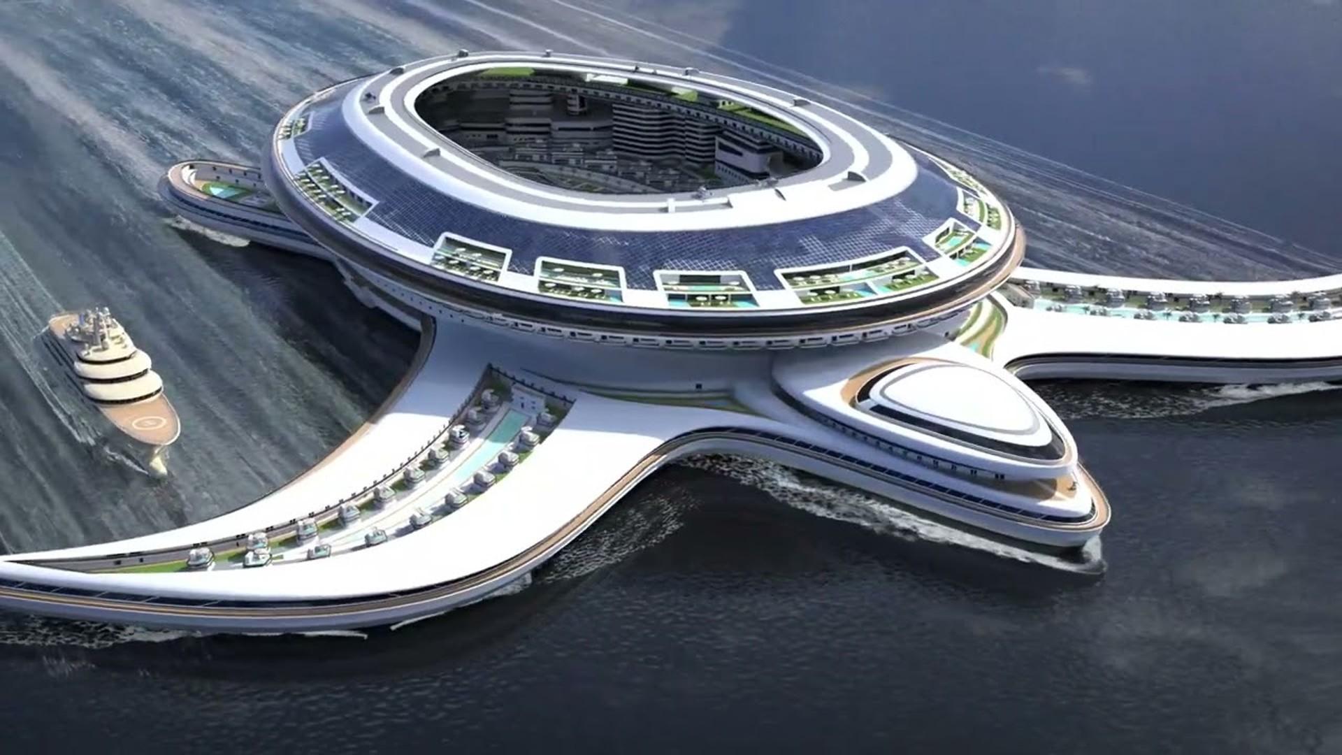 Dit op een schildpad lijkende cruiseschip heeft plek voor 60.000 mensen