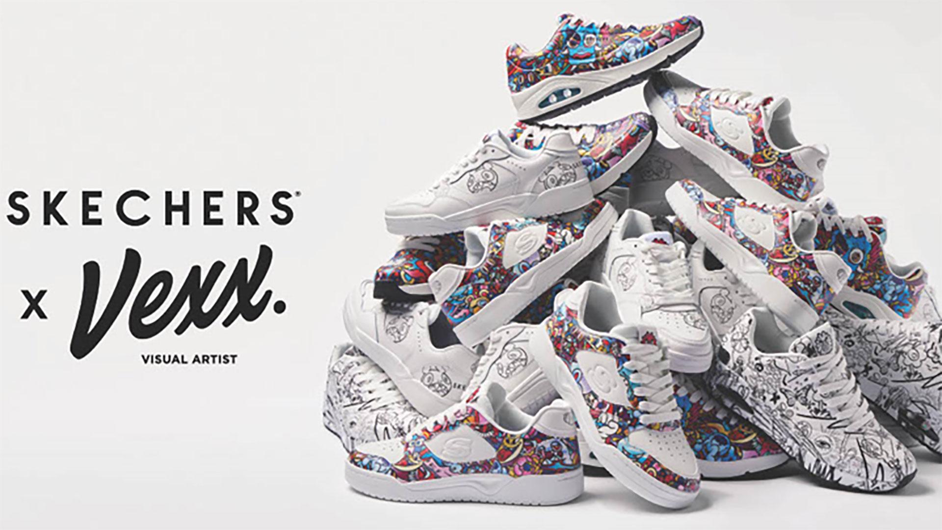 Skechers x Vexx: een bom van kleuren en levendige doodles