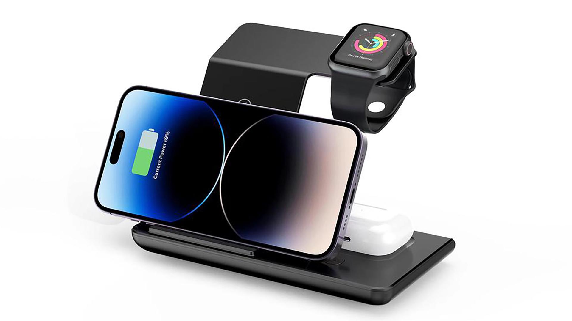 Draadloze oplader Action: drie apparaten tegelijk opladen (€19,95)