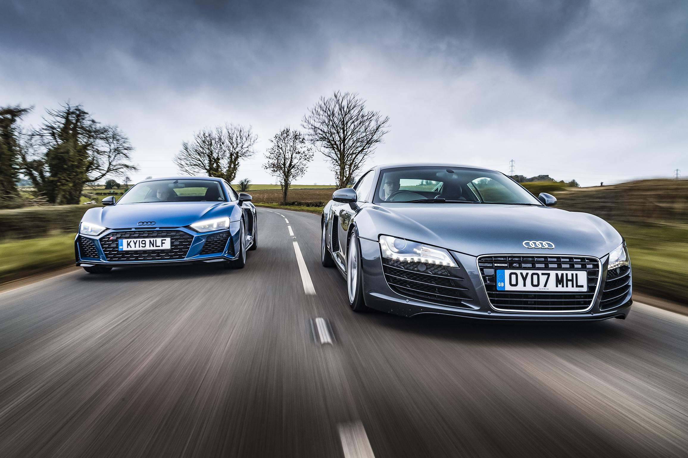 Audi R8 V8 (2007) vs Audi R8 V10 (2019) - TopGear Nederland