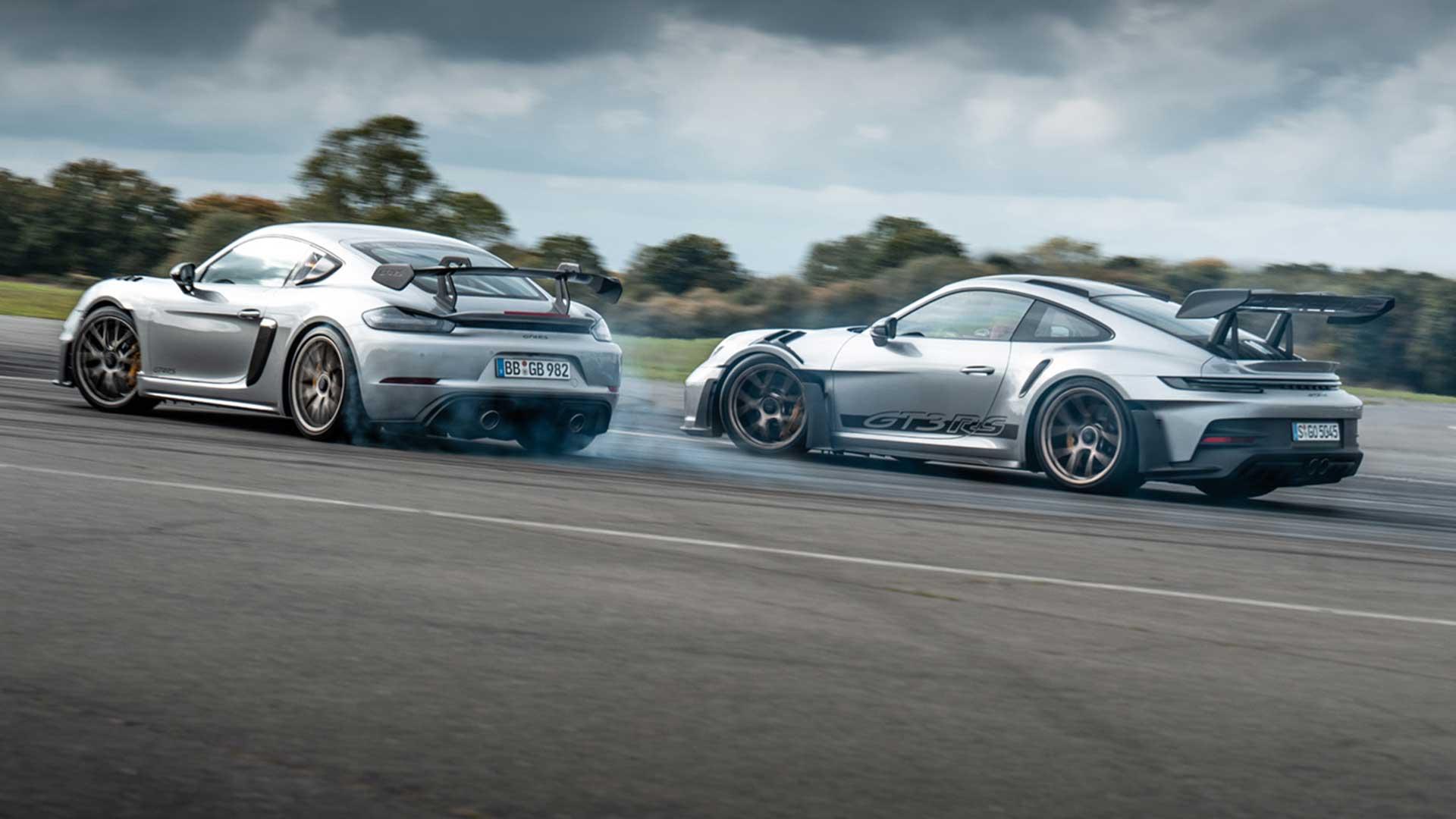 Porsche 911 GT3 RS vs Porsche 718 Cayman GT4 RS - TopGear