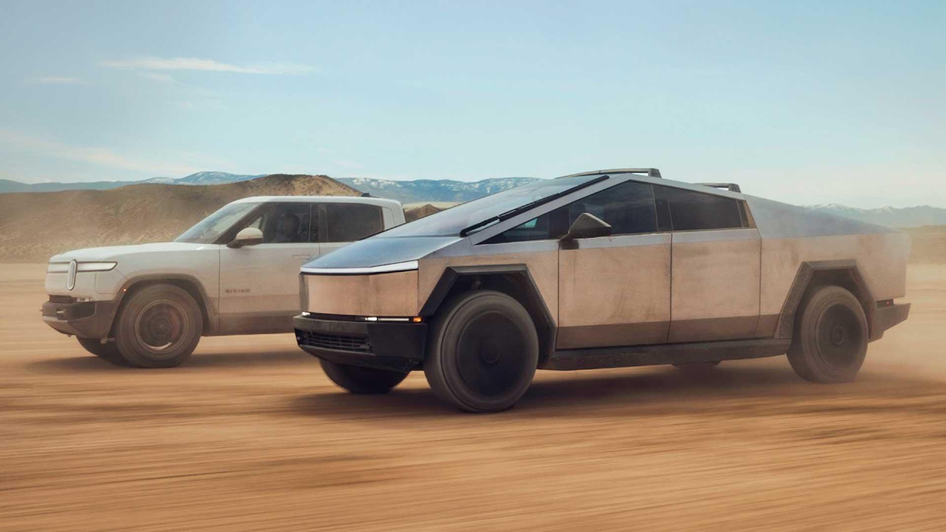 VIDEO: Tesla Cybertruck houdt offroad-dragrace met Rivian R1T - TopGear