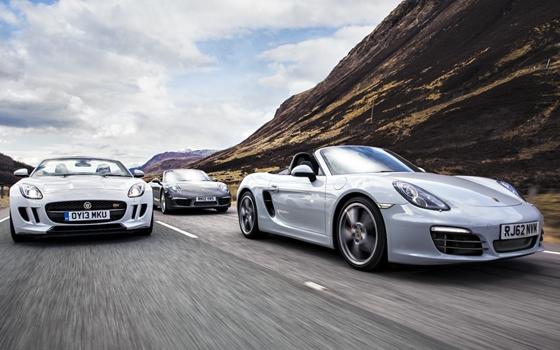 Jaguar F-type vs 911 en Boxster - TopGear