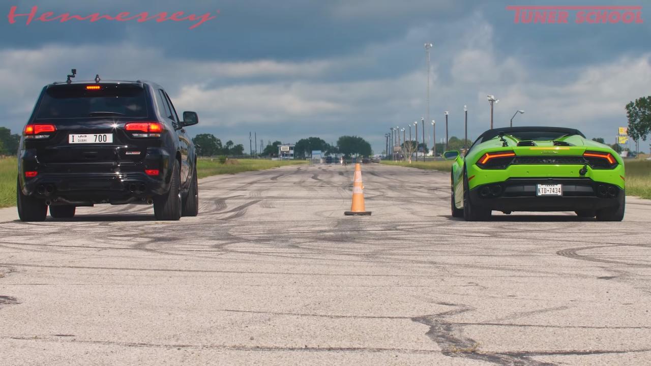Jeep Trackhawk HPE1000 vs Lamborghini Huracán - TopGear Nederland