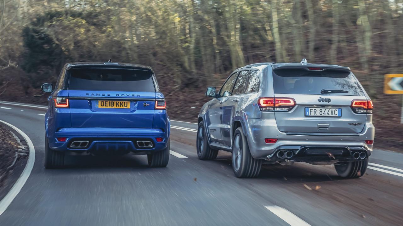 Jeep Trackhawk vs Range Rover Sport SVR - rijtest en specs - TopGear