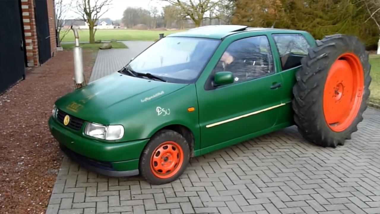 Tractorwielen op een VW Polo - TopGear Nederland
