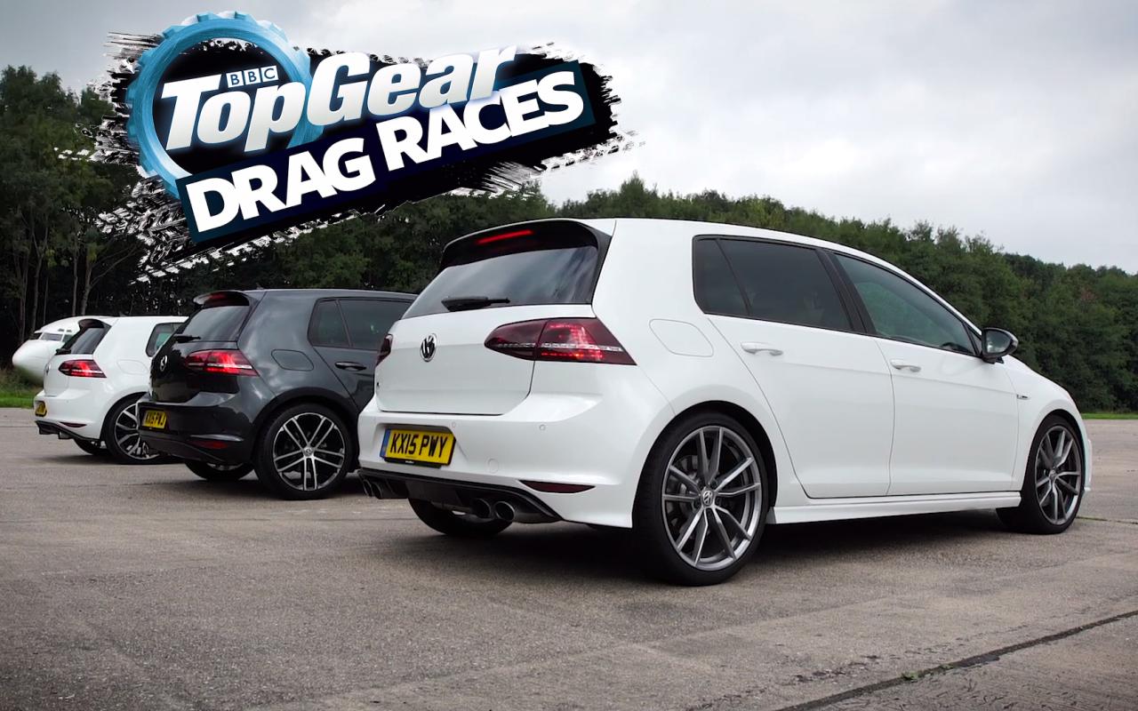 Drag Race: VW Golf R vs VW Golf GTI vs VW Golf GTD - TopGear