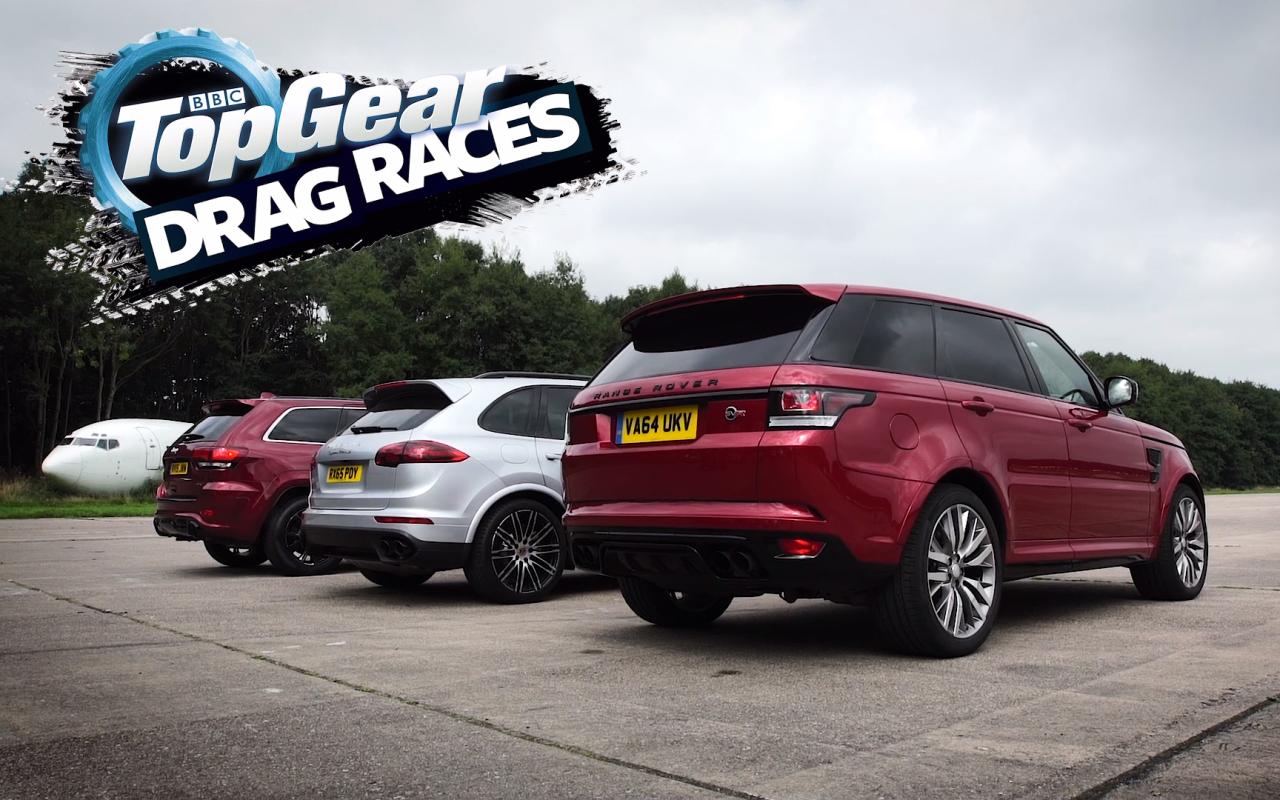 Drag Race: Range Rover SVR vs Jeep SRT vs Porsche Cayenne Turbo S