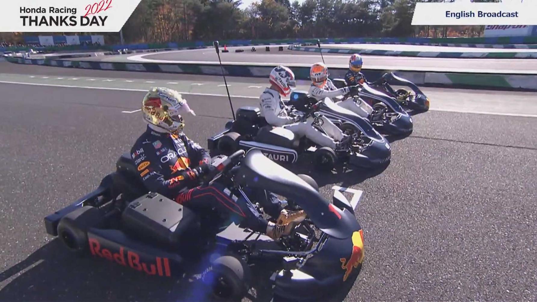 Max Verstappen en Red Bull-collega's in de karts - TopGear