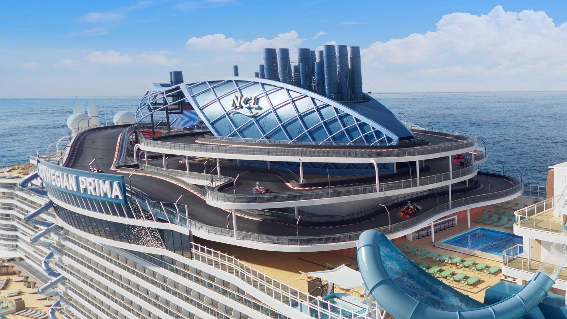 Dit nieuwe cruiseschip heeft een kartbaan met 3 verdiepingen