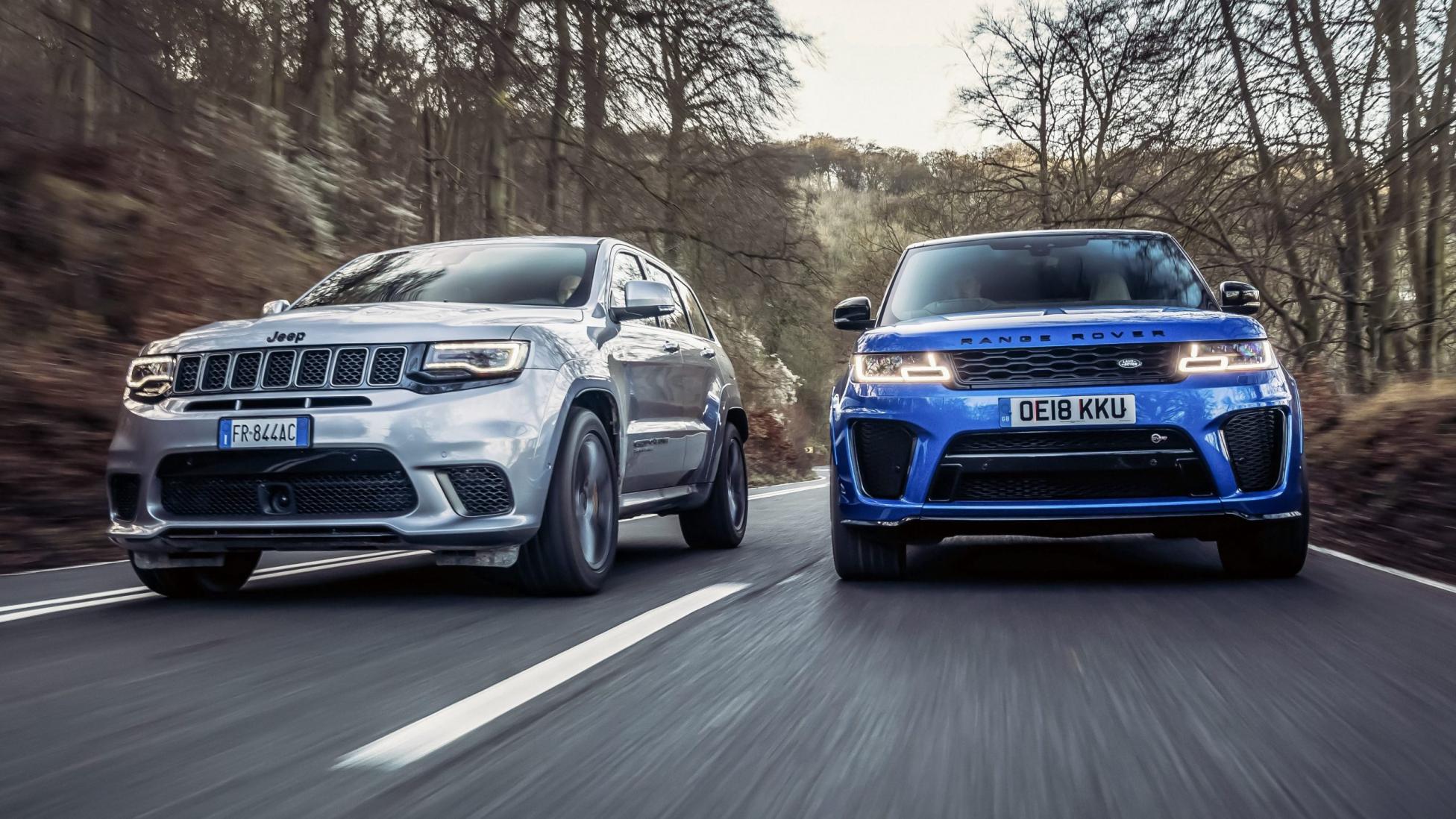 Jeep Trackhawk vs Range Rover Sport SVR - rijtest en specs - TopGear