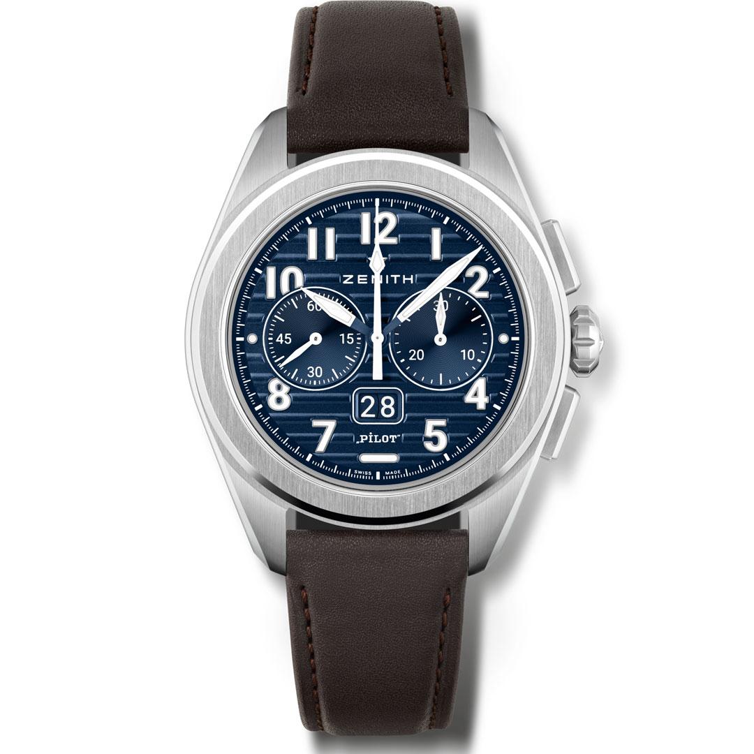 Zenith Pilot Big Date Flyback Blue